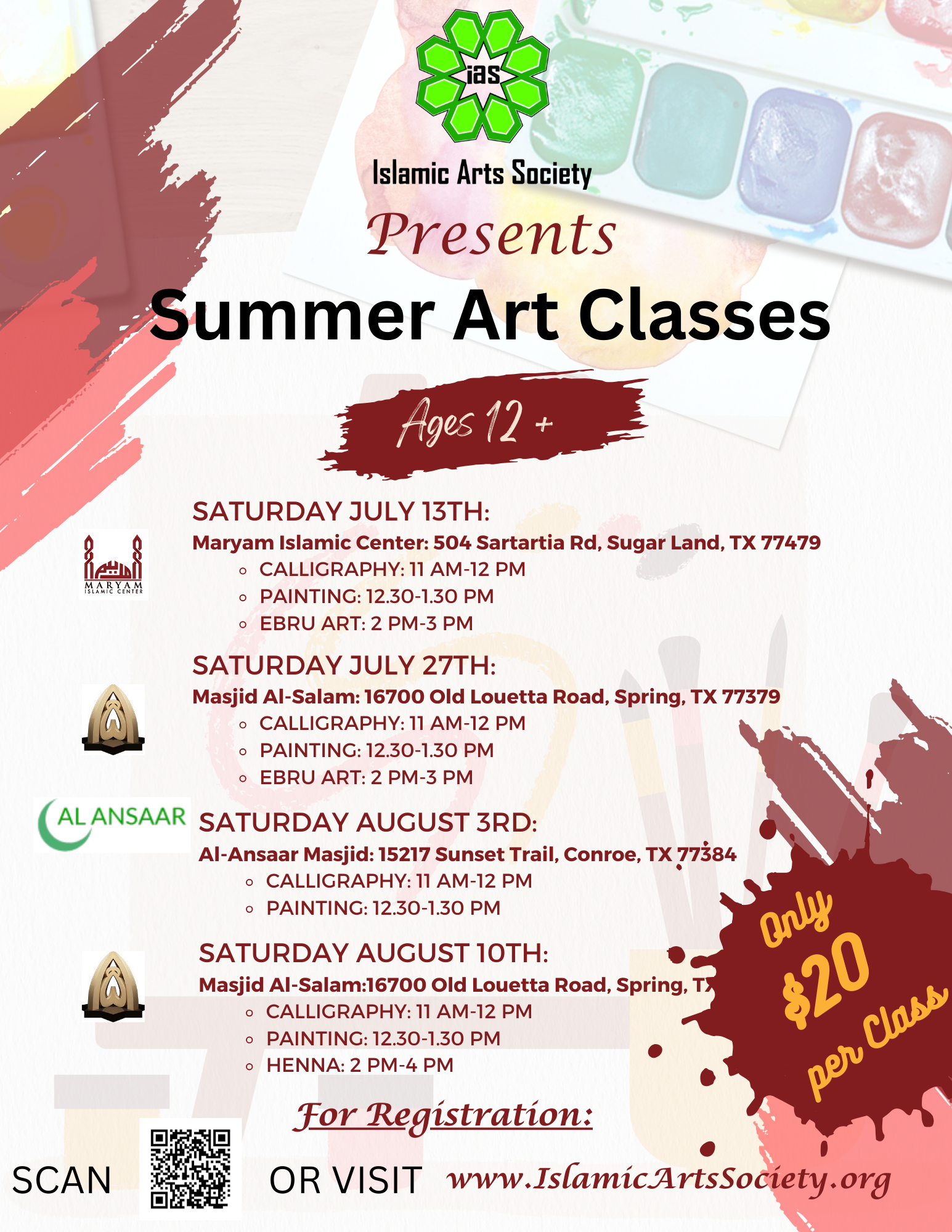 New Summer Art Classes 2024 - Islamic Arts Society